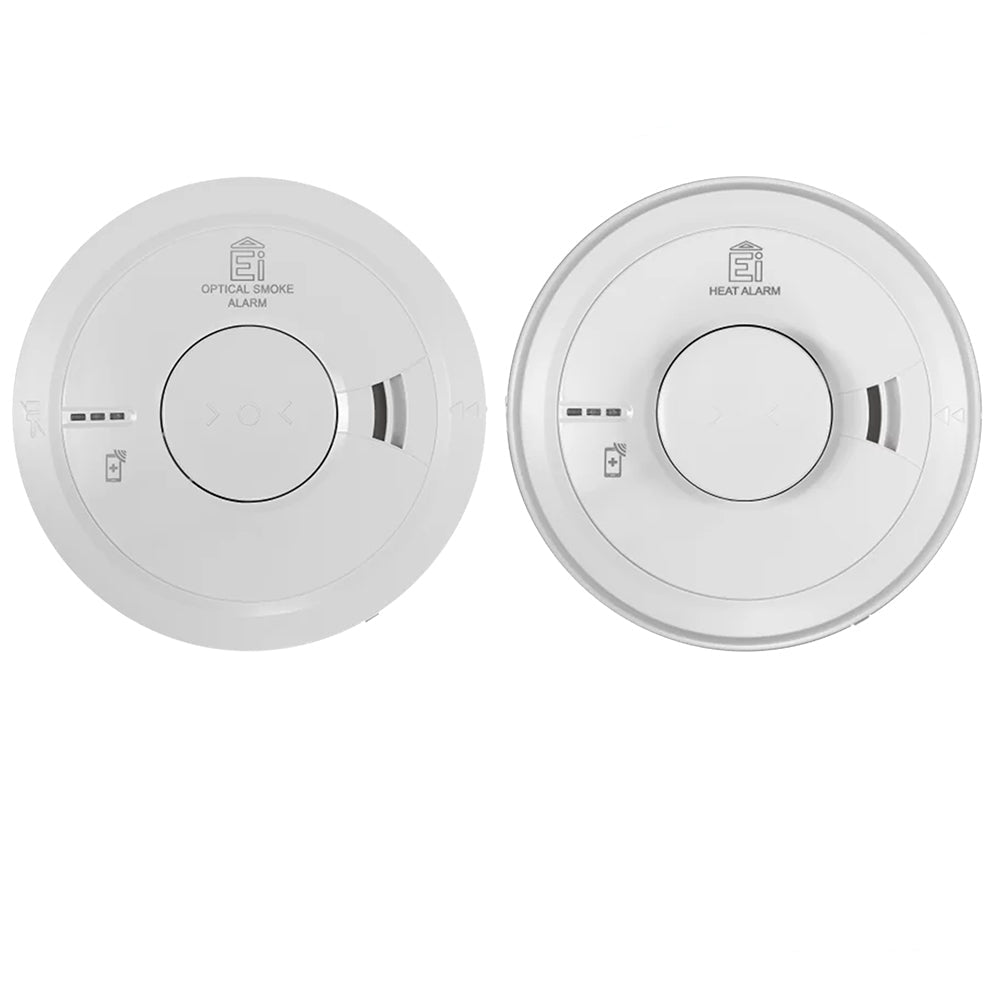 Aico 1x Ei3016 Optical Smoke & 1x Ei3014 Heat Alarm Kit Mains Powered ...