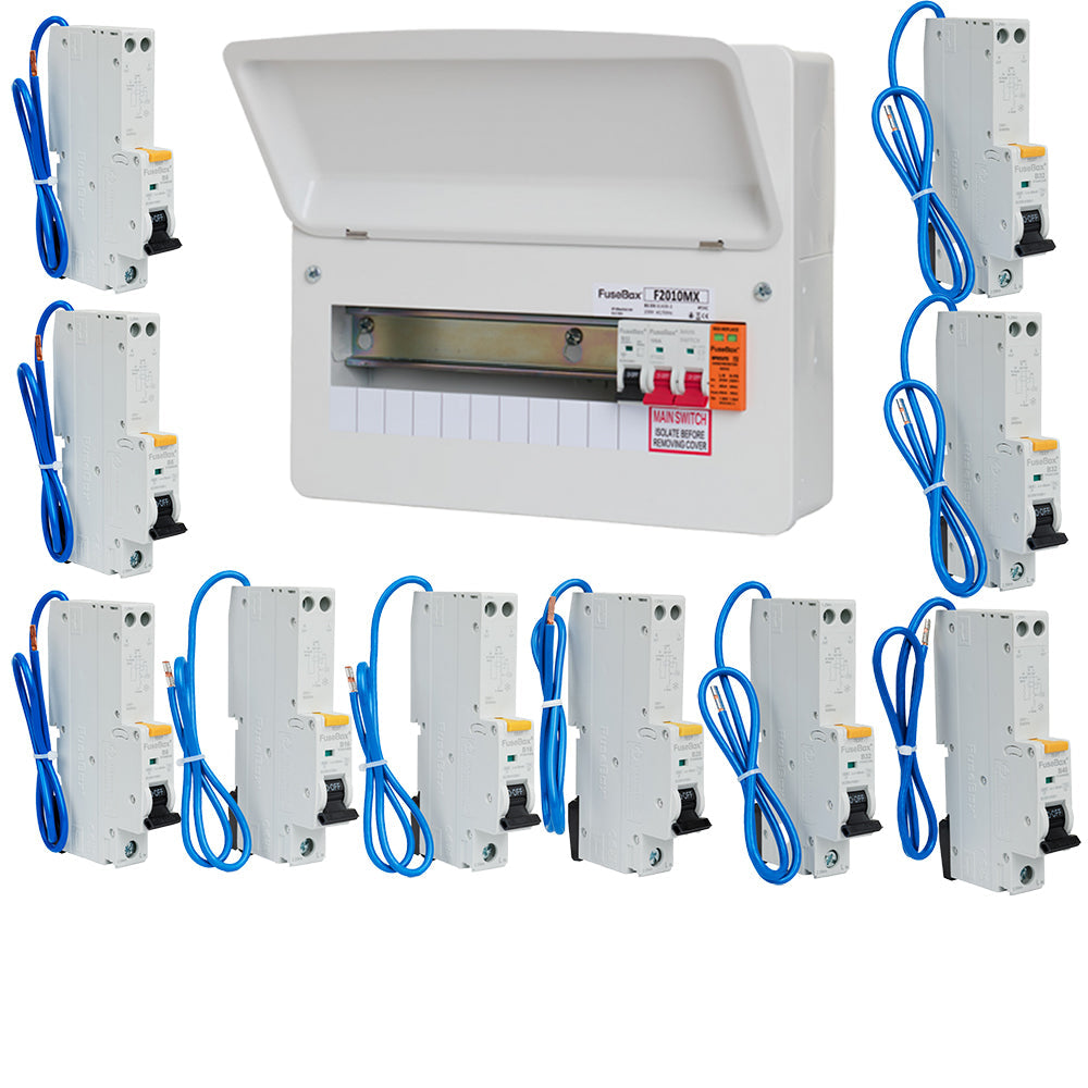 FuseBox F2010MX 10 Way T2 SPD Consumer Unit + 10 Type A RCBOs ...