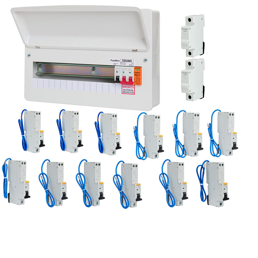 FuseBox F2014MX 14 Way T2 SPD Consumer Unit + 12 Type A RCBOs & 2x FRE ...