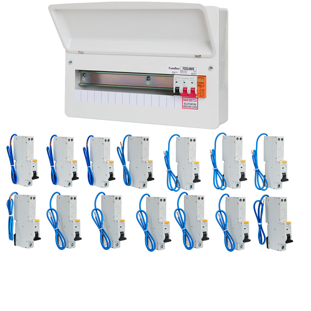 FuseBox F2014MX 14 Way T2 SPD Consumer Unit + 14 Type A RCBOs ...