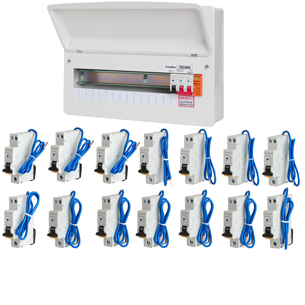 FuseBox F2014MX 14 Way T2 SPD Consumer Unit + 14 Type A Mini RCBOs ...