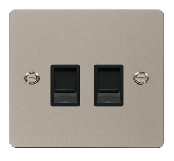 Click Define FPPN118BK Flat Plate Twin RJ45 Outlet - Pearl Nickel (Bla ...