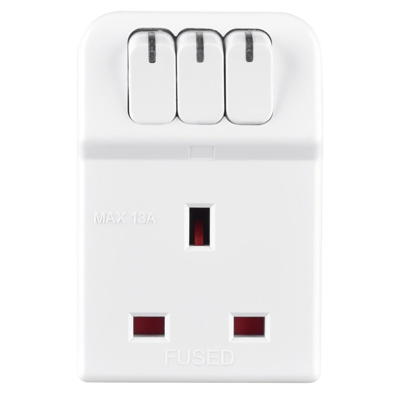 Masterplug MSWG3 3 Socket 13A Fused Switched Multi-Socket Adaptor ...