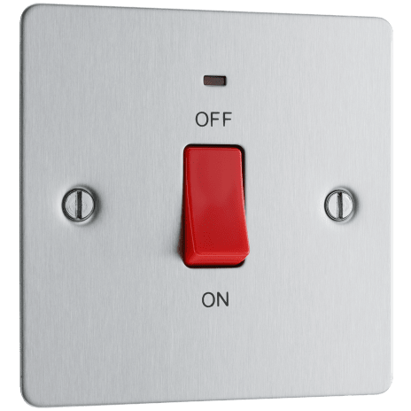 BG SBS74 Flatplate Screwed 45A DP Single Plate + Neon - Brushed Steel ...