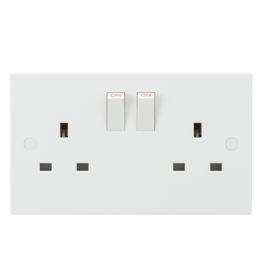 Knightsbridge SN9000 White Square Edge 13A 2G DP Switched Socket ...