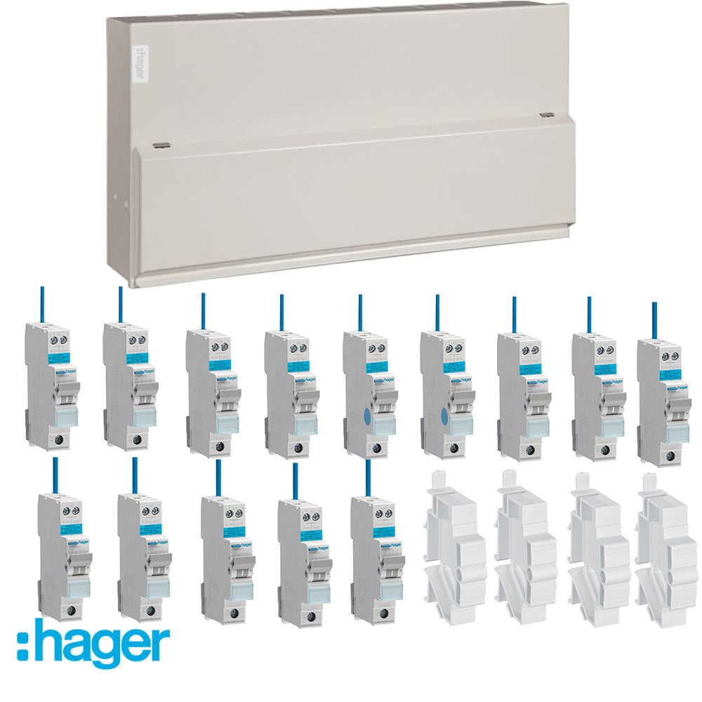 Hager VML118SPD 18 Way 100A Main Switch Consumer Unit with T2 SPD + 14 ...