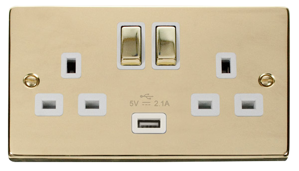 Click Deco VPBR570WH Victorian 13A Ingot 2G Switched Socket + 1x2.1A U ...