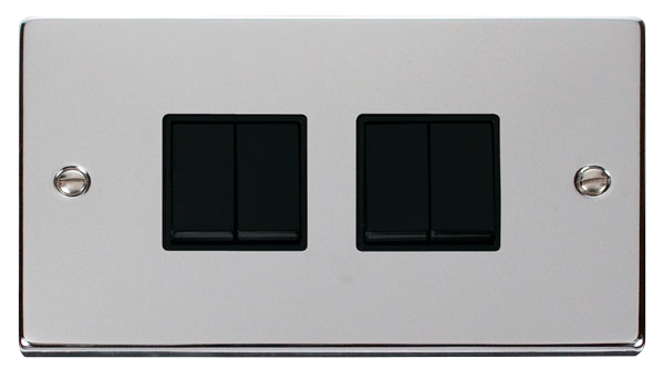 Click Deco VPCH019BK Victorian 10AX 4-Gang 2-Way Plate Switch - Polish ...