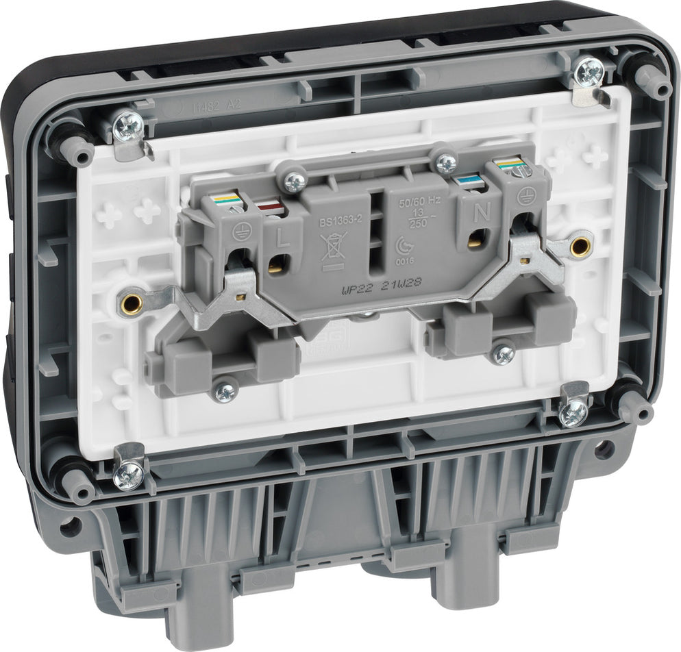 WP22 BG Outdoor Socket | IP66 Weatherproof Double Socket ...